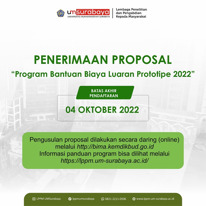 Penerimaan Proposal Program Bantuan Biaya Luaran Prototipe Tahun 2022 ...